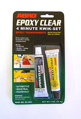 ABRO Epoxy Clear 4-Minute Kwik-Set, 2-Part Epoxy Glue, Crystal Clear ...