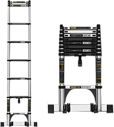 HDNSYNE 10 12 15 Foot Extendable Ladder Telescopic, Stainless Steel ...