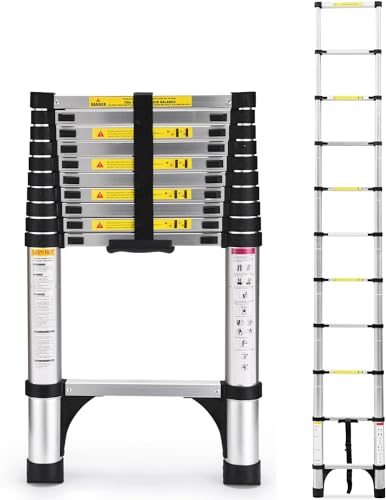 Soctone Telescoping Ladder, 10.5 FT Aluminum Lightweight Extension ...