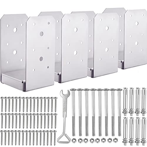 SPACEEUP Post Base 4"x4" Post Anchor 4pcs Adjustable Post Base ...