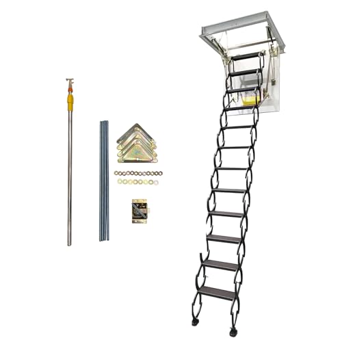 TECHTONGDA Ceiling Attic Loft Ladder, 12 Steps Folding Ladder Loft ...