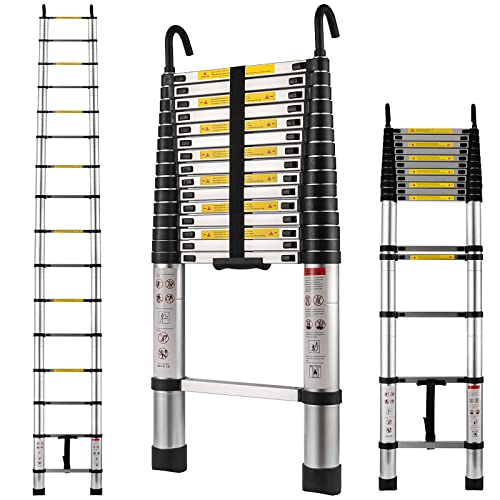 TOPDEEP Telescoping Extension Ladder 15.5 FT, Foldable Aluminum ...