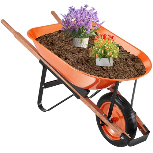 VEVOR Wheelbarrow Cart, 5 Cu. Ft. Load & 265 lbs Capacity, One Wheel ...