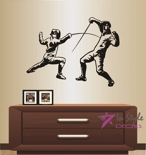 Wall Vinyl Decal Home Decor Art Sticker Sword Fighters Mans Fencing ...